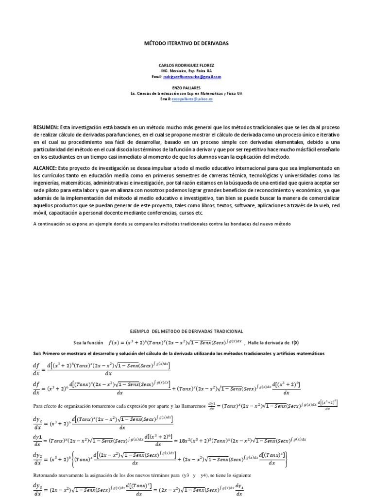 Ejemplo Del Metodo de Derivadas (Formula en Doble Sumatoria ...