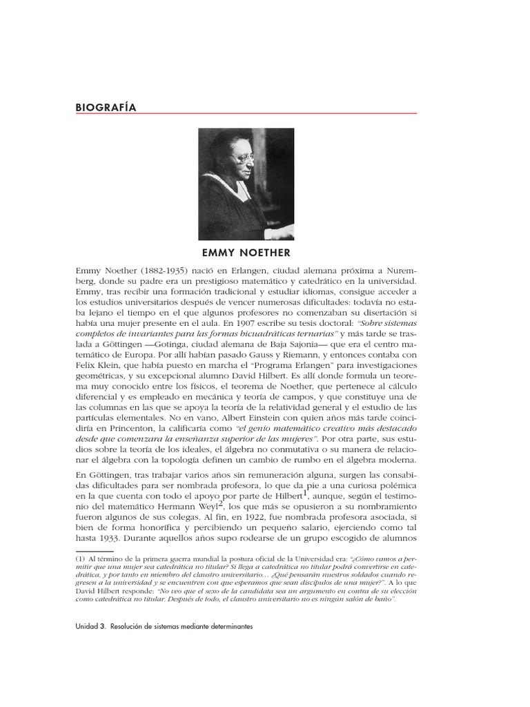 Biografía de Emmy Noether: Pionera Matemática | PDF | Matemáticas
