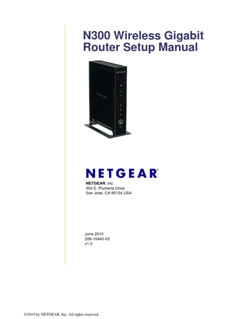 Netgear N300 Wireless Gigabit Router Setup Manual V1.0 | PDF | Wi Fi ...