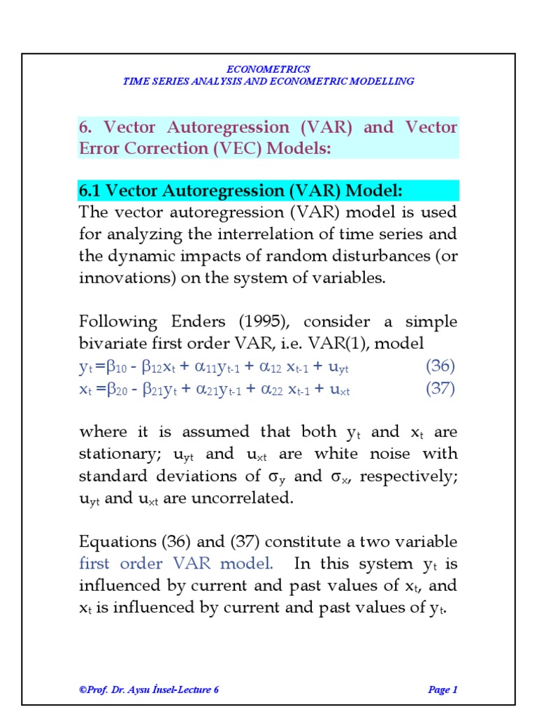 VAR and Coint | PDF | Vector Autoregression | Endogeneity (Econometrics)