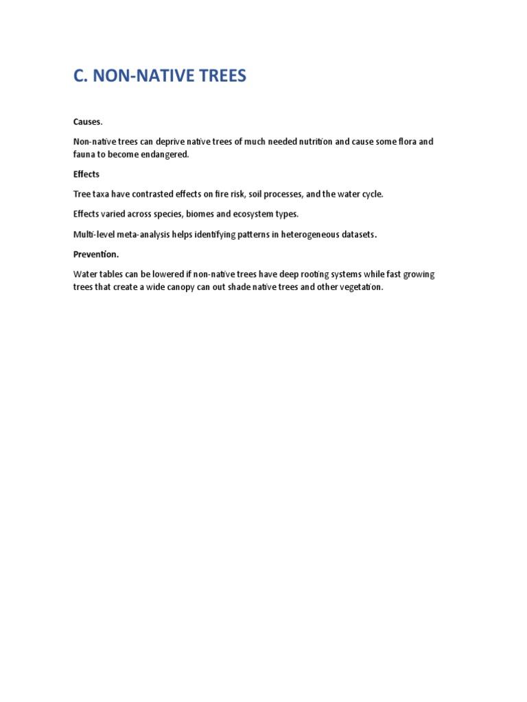 C. Non-Native Trees: Causes | PDF