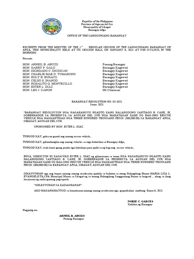 Resolution # 5 Rescue Vehicles | PDF