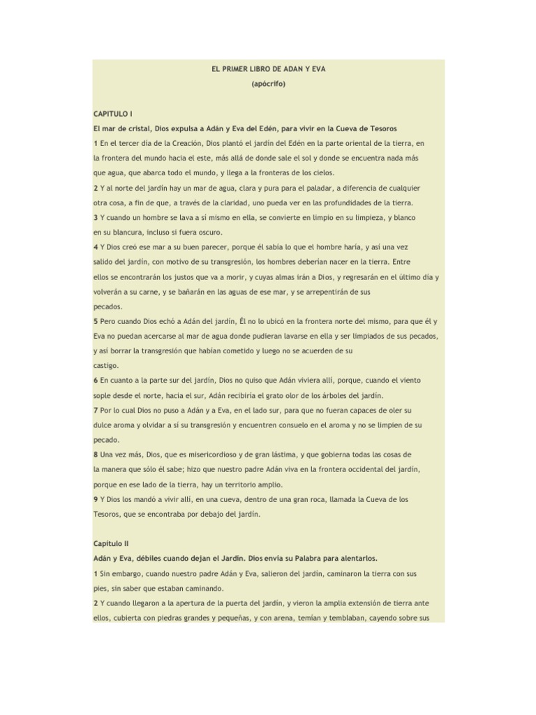 El Primer Libro de Adan y Eva | PDF | Adán y Eva | Adán