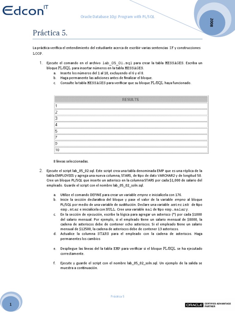 Practica Leccion 5 | PDF | SQL | Pl / Sql