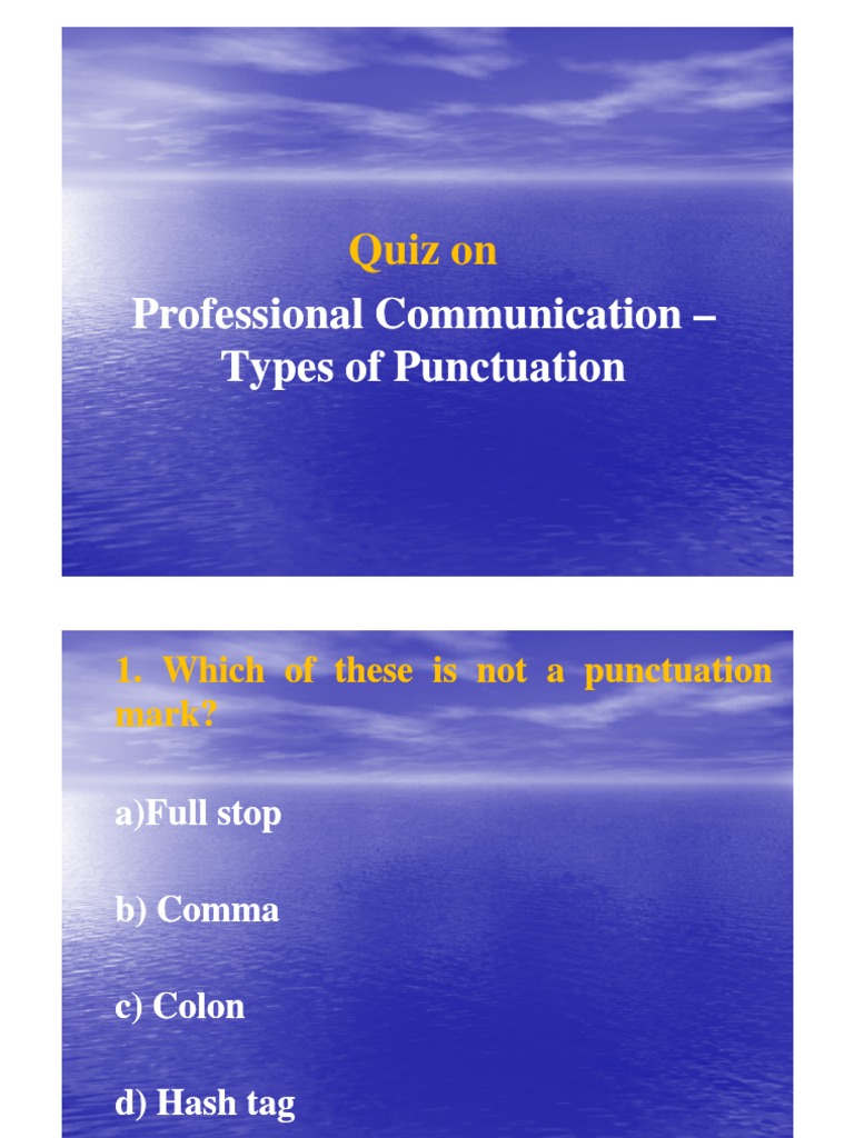 Quiz On Punctuation | PDF | Punctuation | Comma