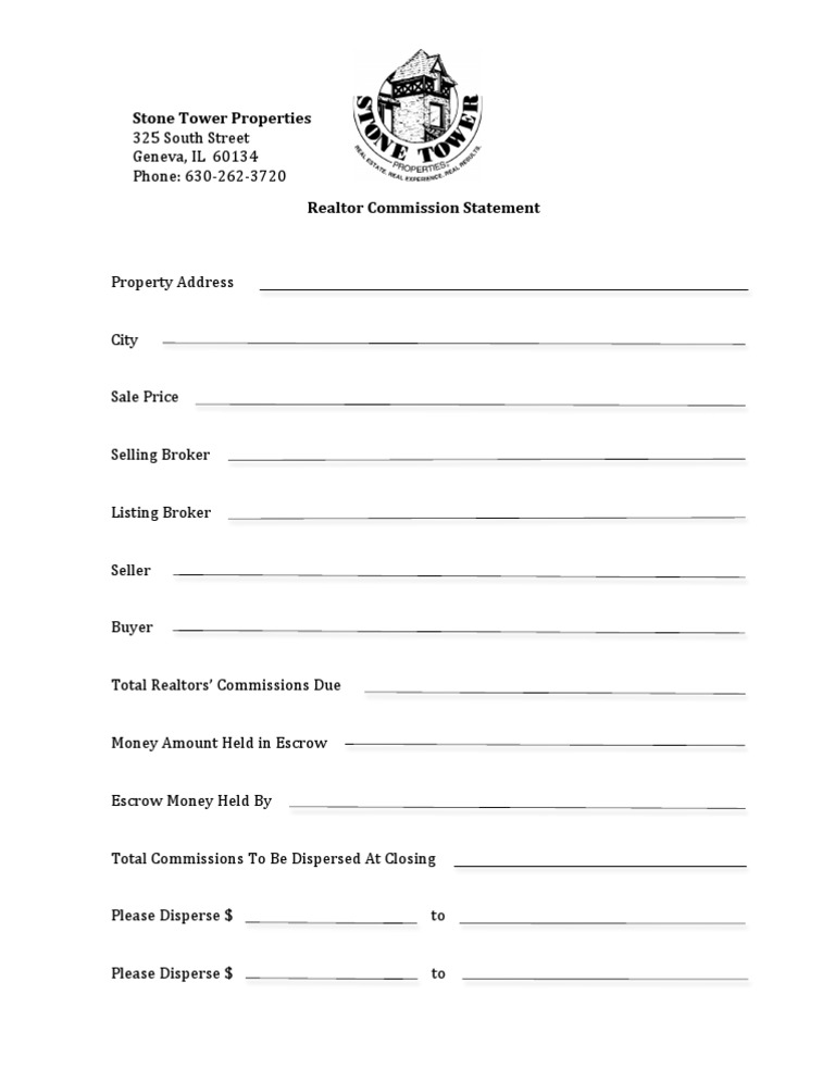 Realtor Commission Statement Template | PDF | Finance & Money ...