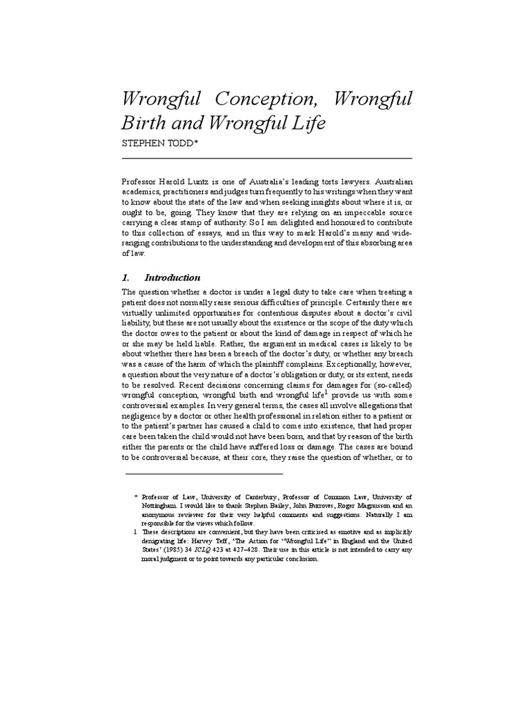 Legal Insights on Wrongful Conception Cases | PDF | Negligence | Damages