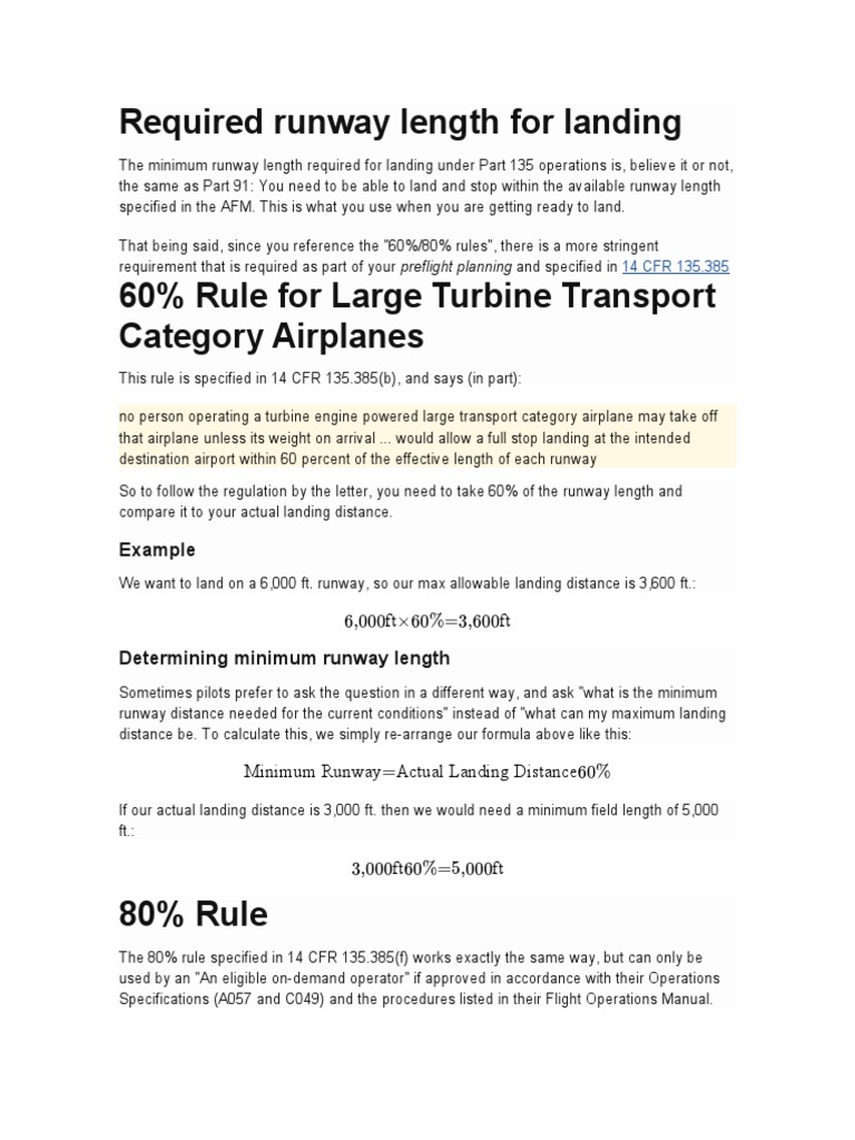Required Runway Length For Landing | PDF | Aeronautics | Aviation