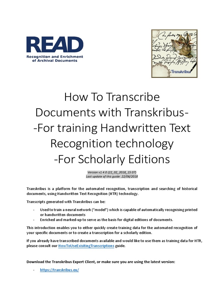 How To Transcribe Documents With Transkribus | PDF | Punctuation | Page ...