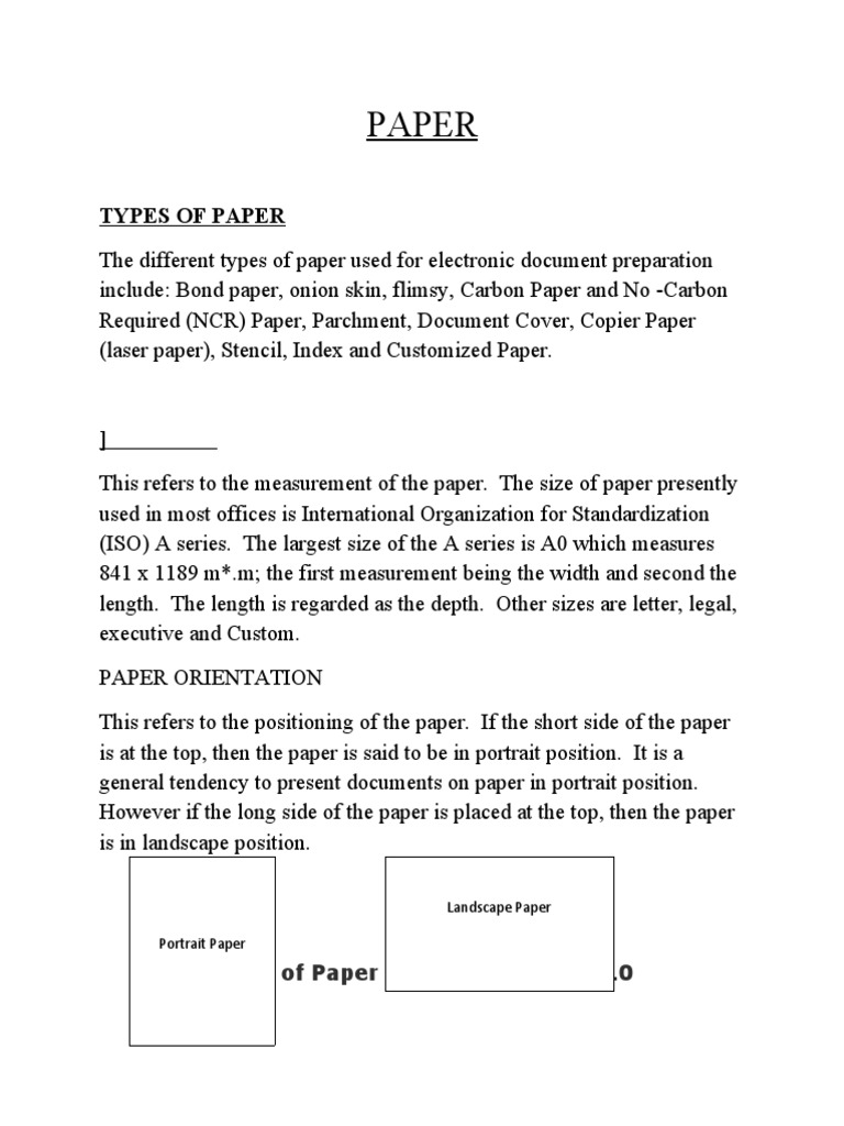 Types Of PAPER PDF