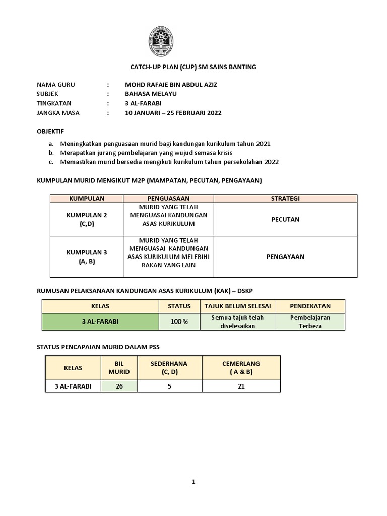 Catchup Plan-3f | PDF