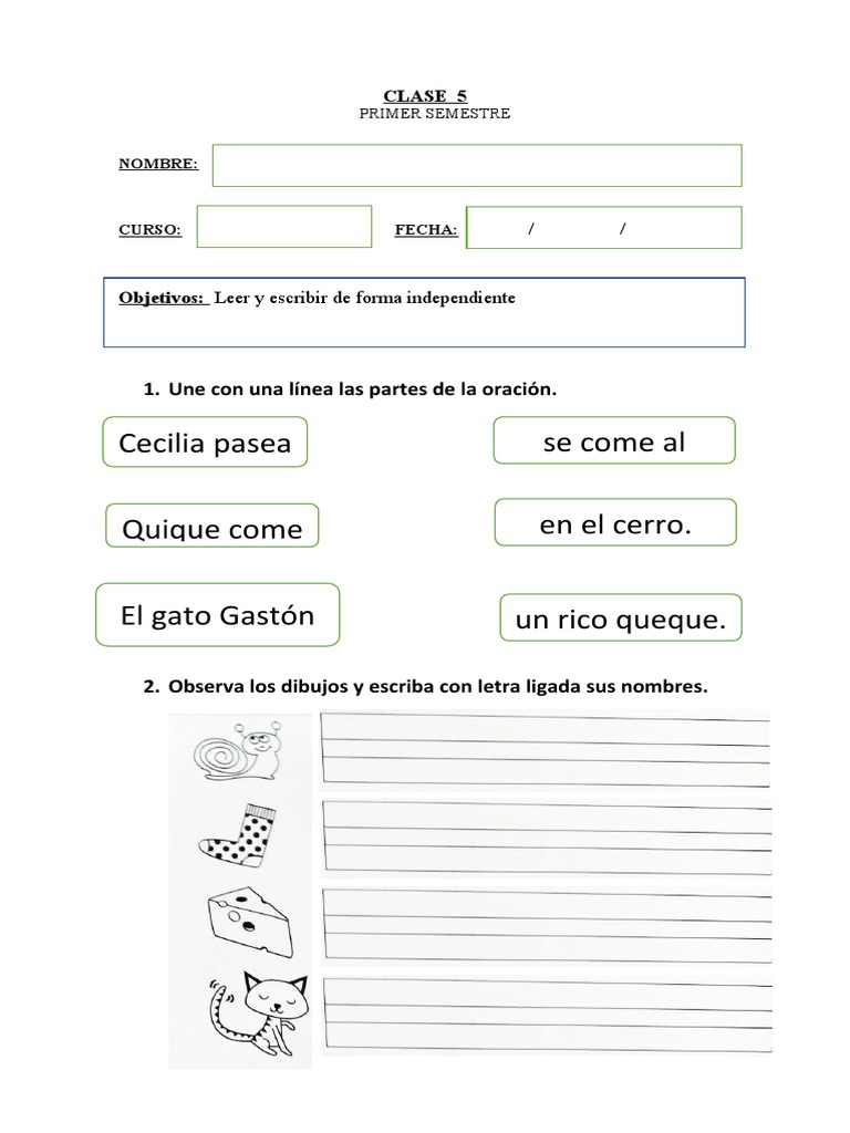 Guia Clase 6 (Lectura y Escritura) . | PDF