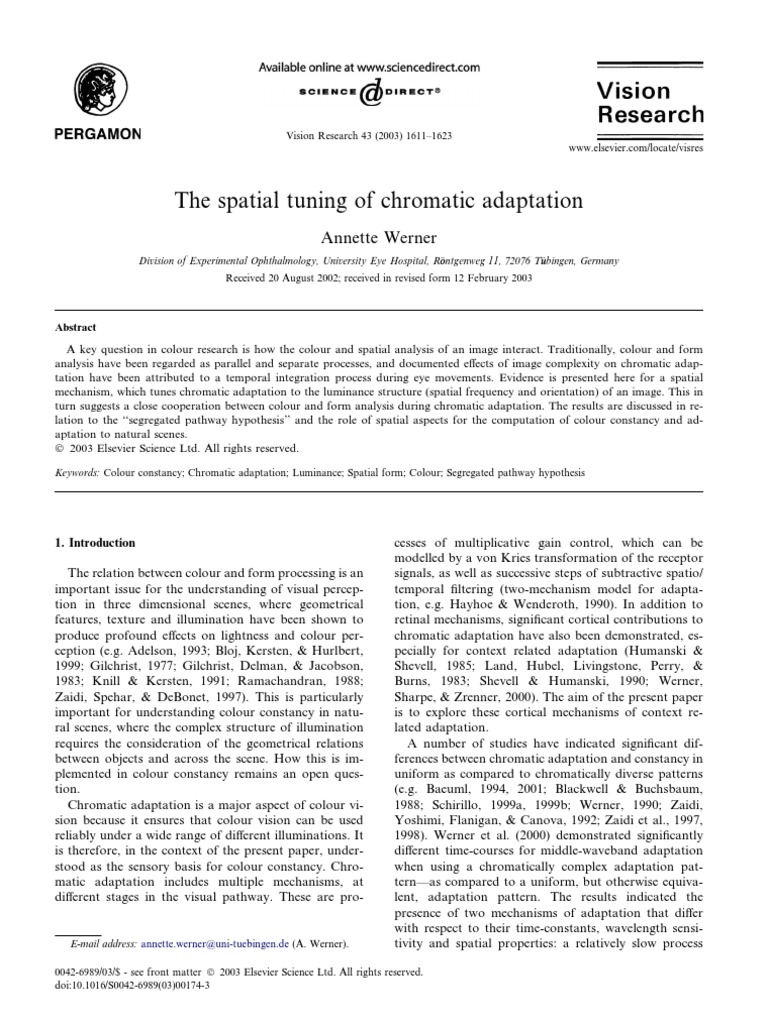 The Spatial Tuning of Chromatic Adaptation: Annette Werner | PDF ...