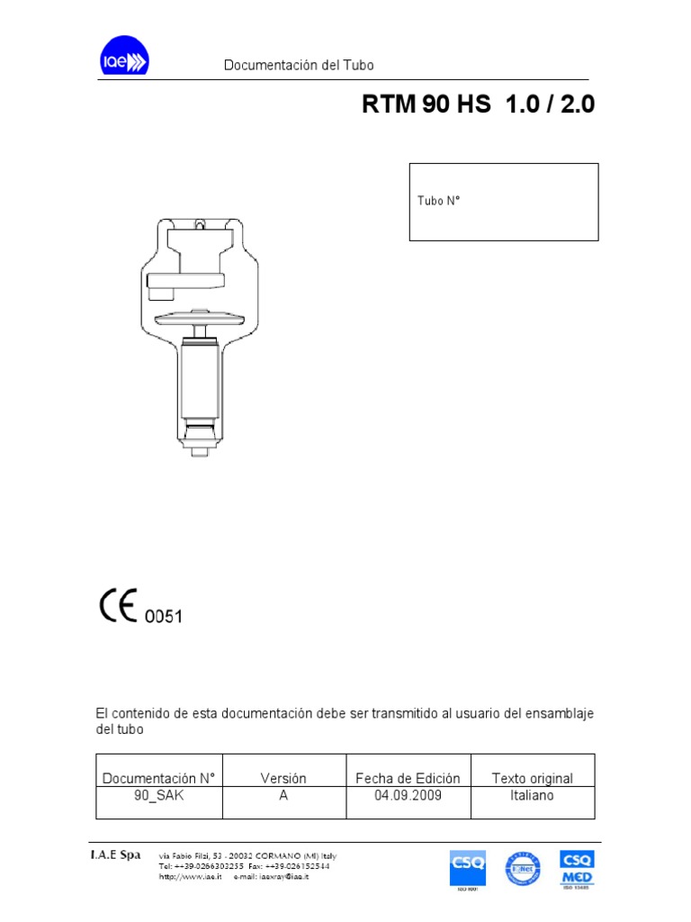 RTM 90 HS 1.0 / 2.0: Documentación Del Tubo | PDF | Ingenieria Eléctrica