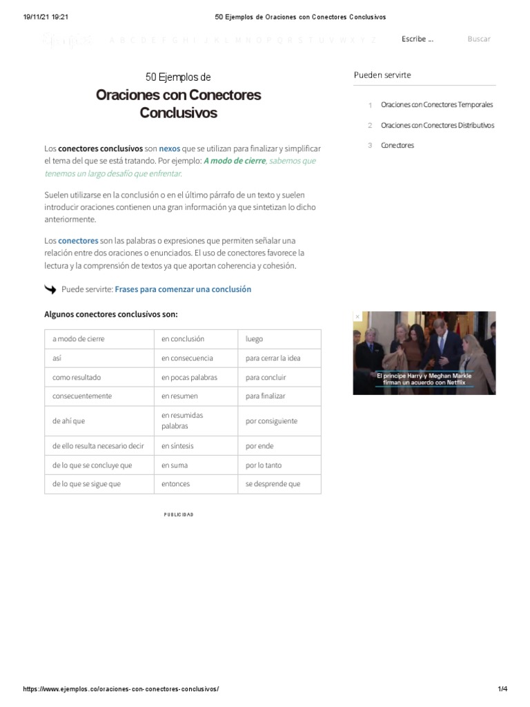 50 Ejemplos de Conectores Conclusivos | PDF | Aves