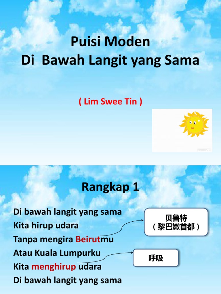 S3 - Unit 1 Puisi Moden Di Bawah Langit Yang Sama | PDF