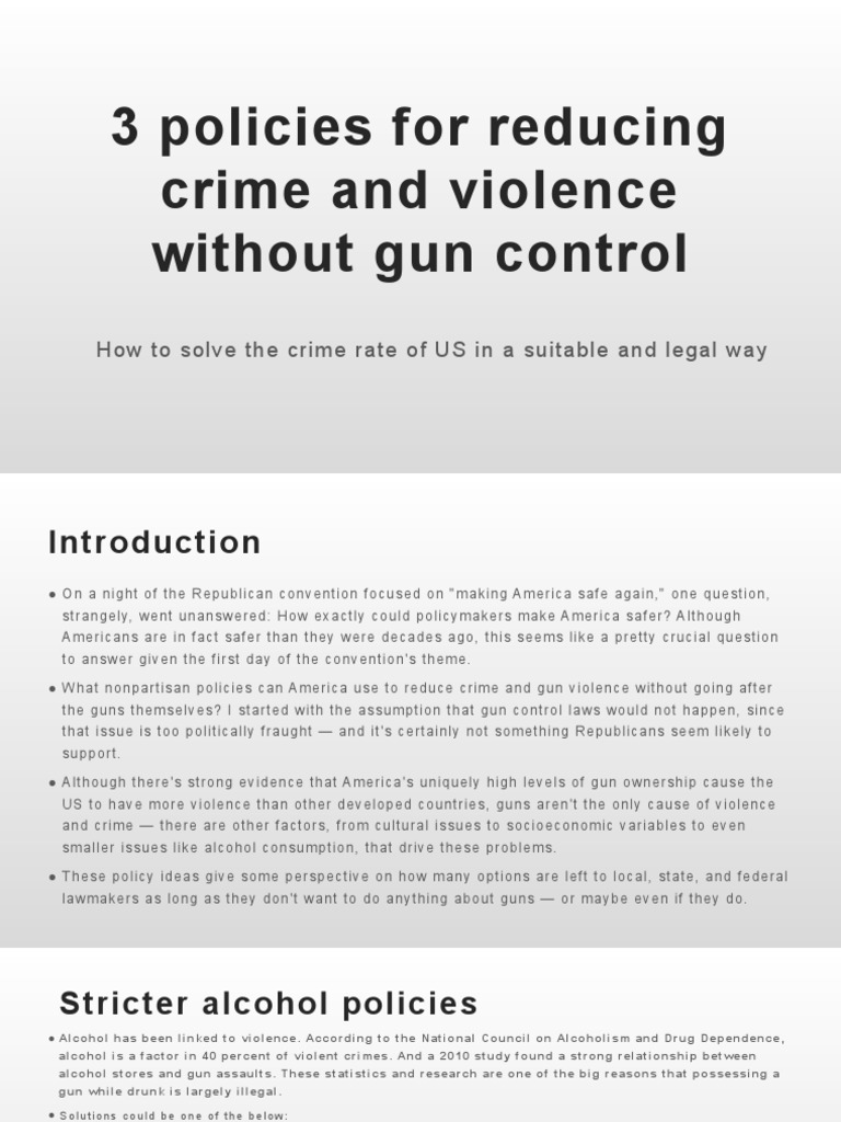 Crime Reduction Policies Without Gun Control | PDF | Alcohol Law | Alcohol