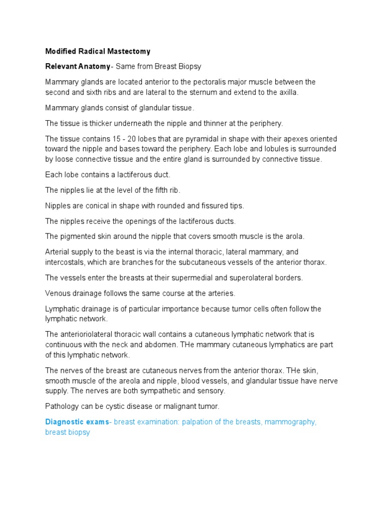 Surgical Report - MRM | Download Free PDF | Breast | Nipple