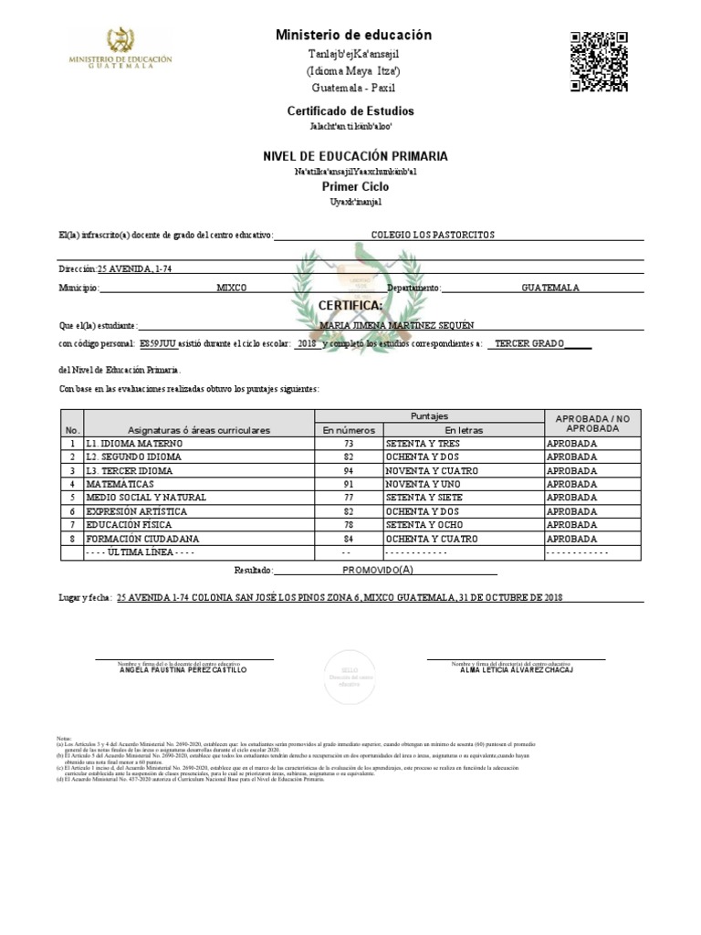 Tercero Maria Jimena | PDF | Educación primaria | Plan de estudios