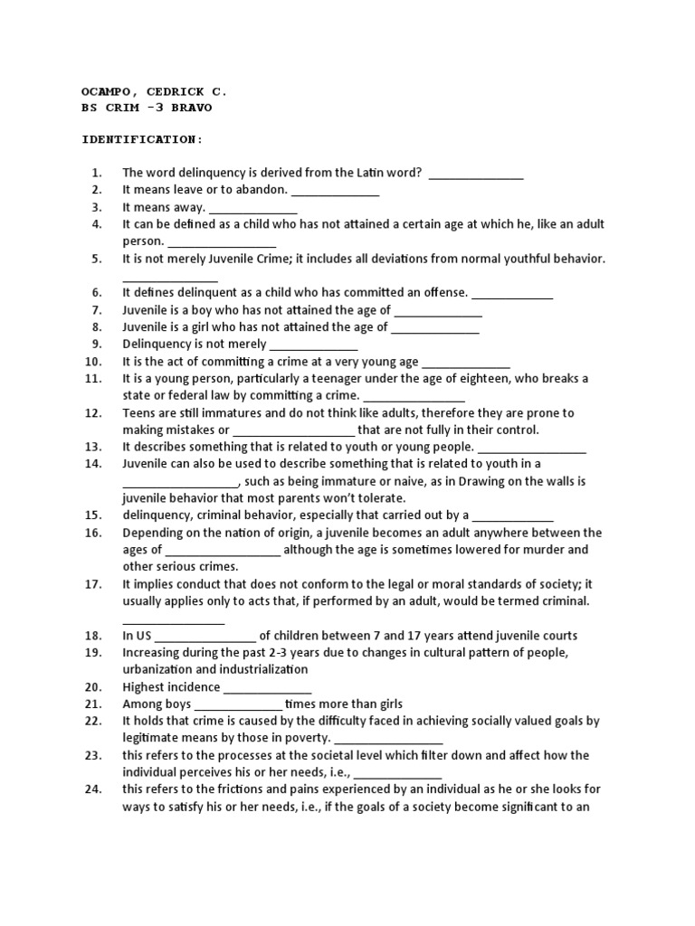 500 Questions Ocampo Juvenile Delinquency | PDF | Juvenile Delinquency ... 500 Questions Ocampo Juvenile Delinquency | PDF | Juvenile Delinquency ...
