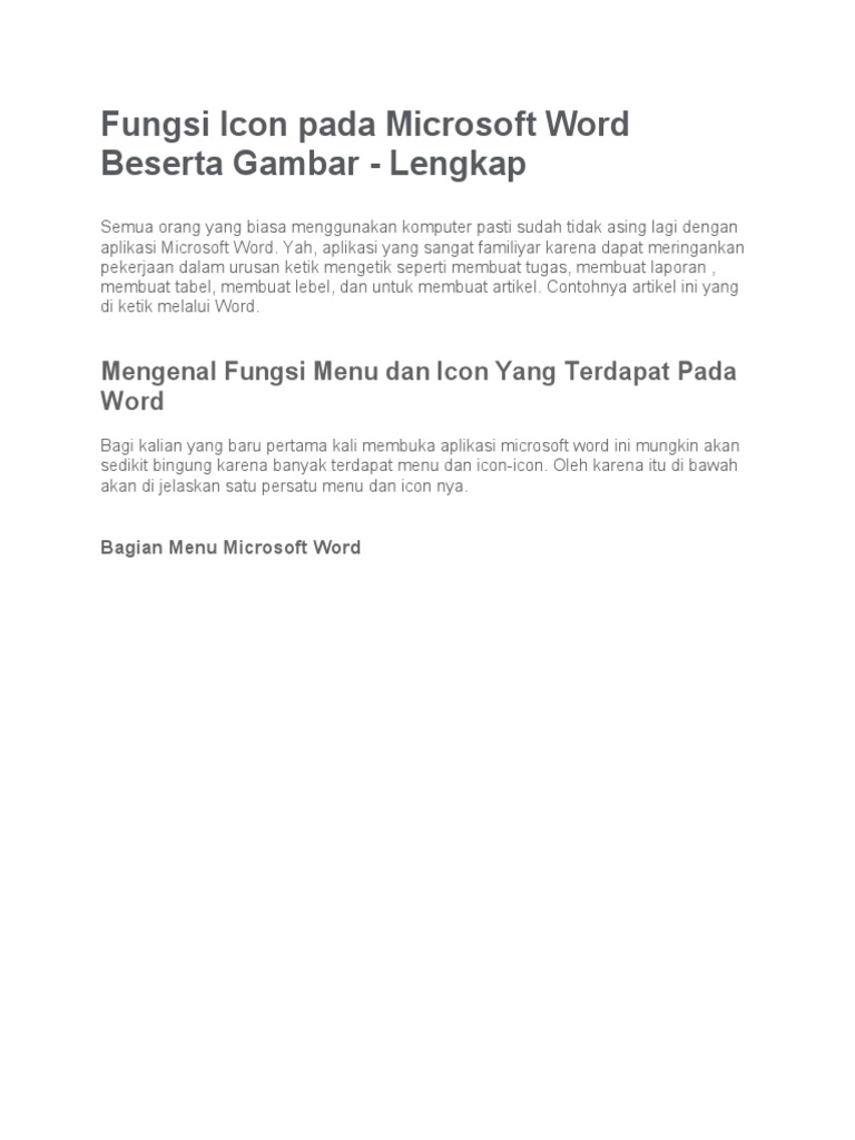 Fungsi Icon Pada Microsoft Word Beserta Gambar | PDF