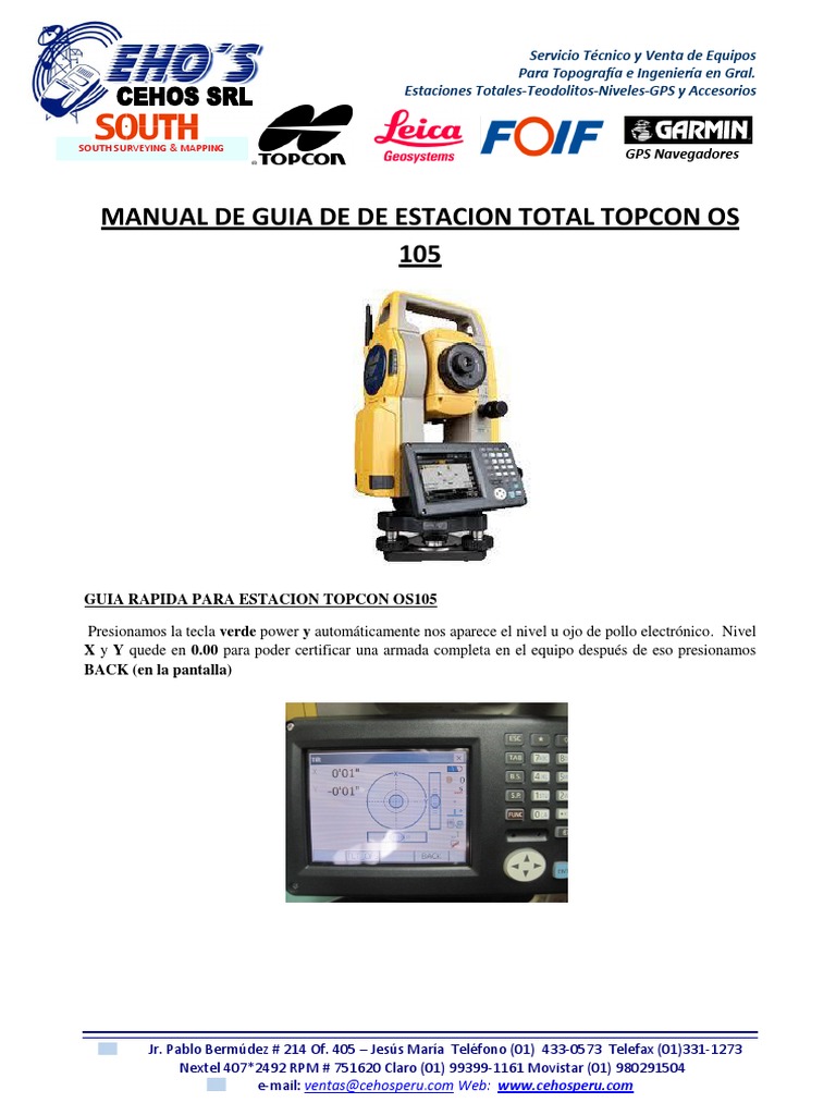 Guia Rapida Estacion Total Topcon Os-105 Replanteo | PDF | Topografía ...
