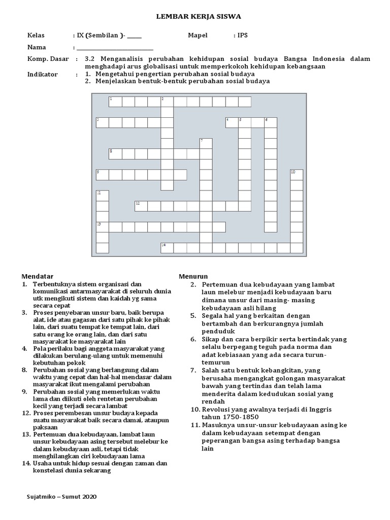 LKS Ips 9 TTS Perubahan Sosial Budaya | PDF