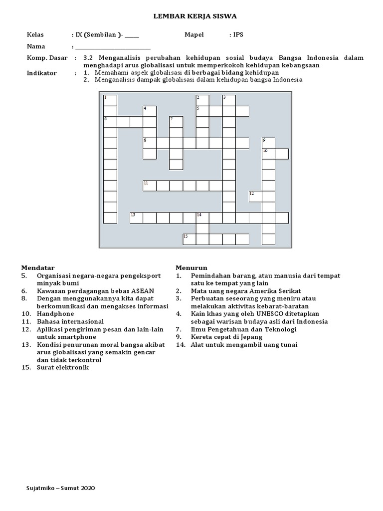 Lks 15 Ips 9 Tts Globalisasi | PDF