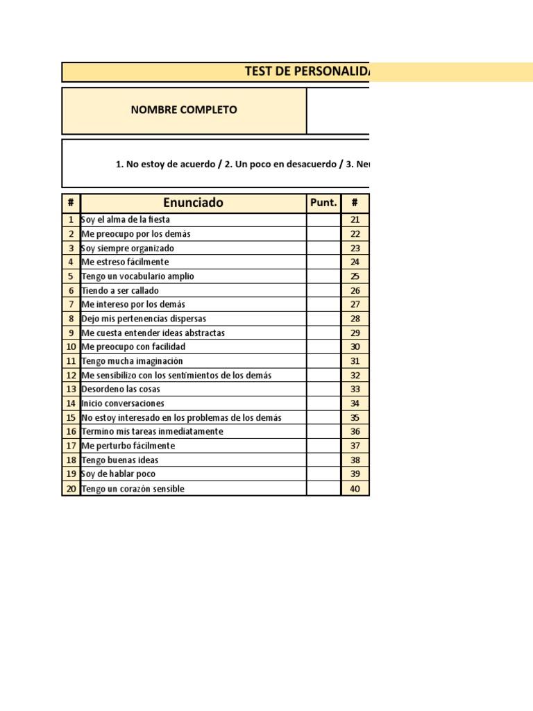 Test de Personalidad Ipip | PDF