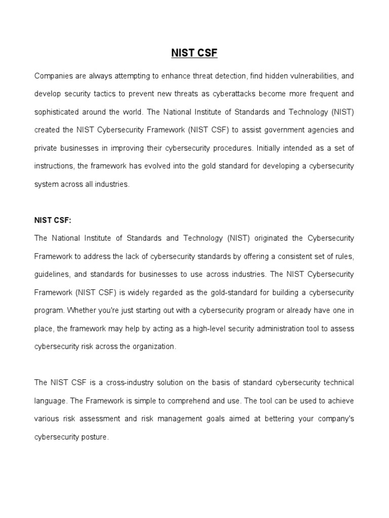 Nist CSF | PDF | Computer Security | Security