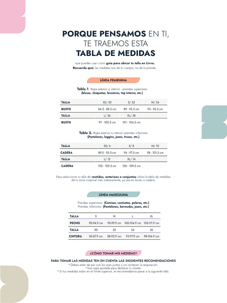 Tabla de Medidas de Tallas para Mujer | PDF