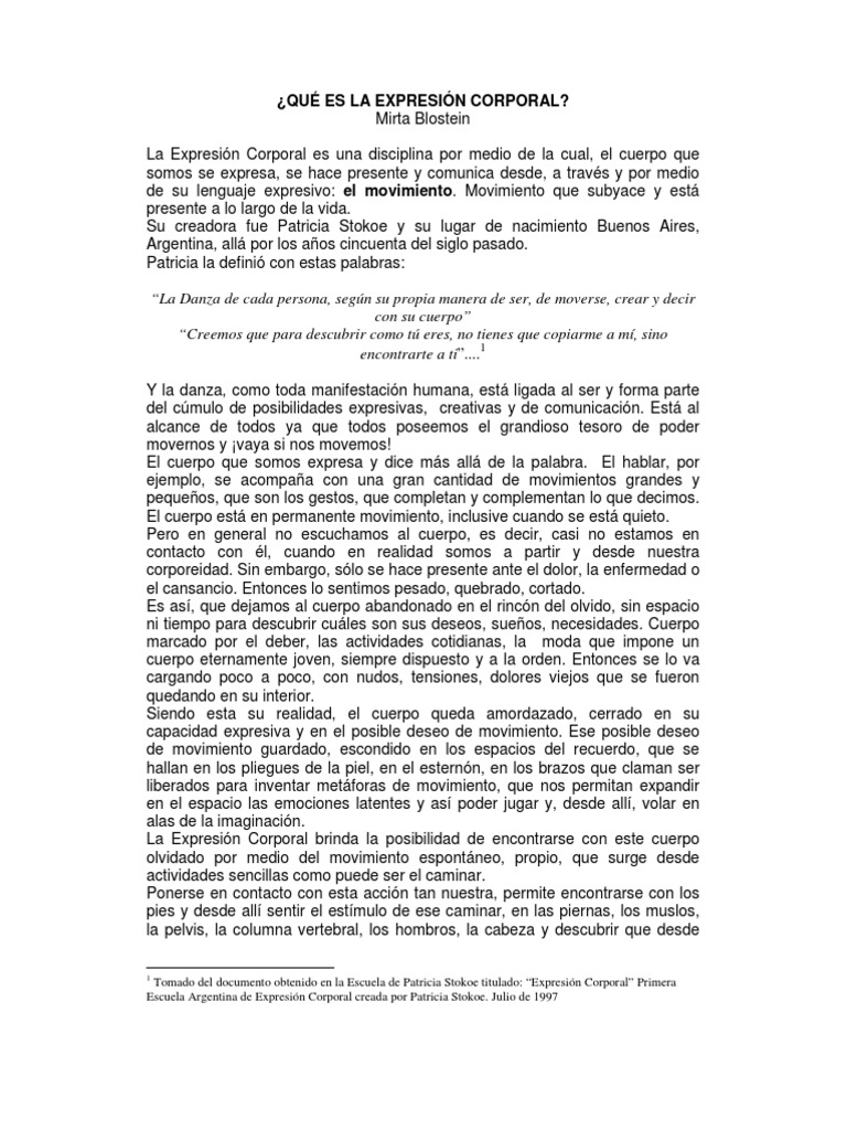 Definición de Expresión Corporal | PDF | Lenguaje corporal | Ciencia ...