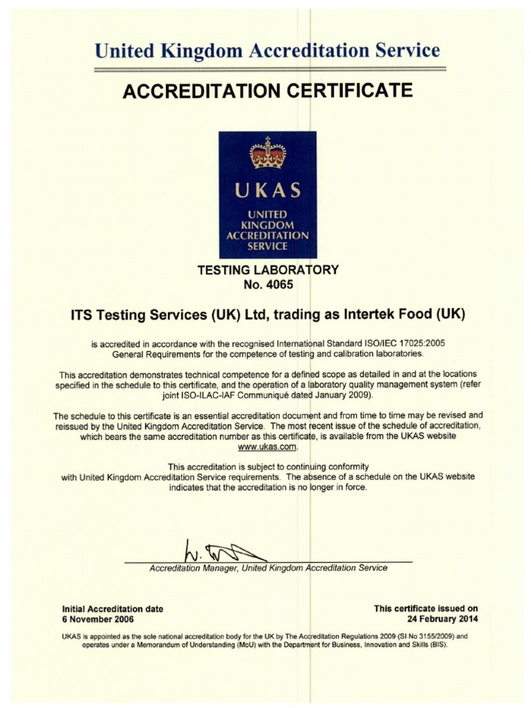 UKAS Certificate 4065 | PDF