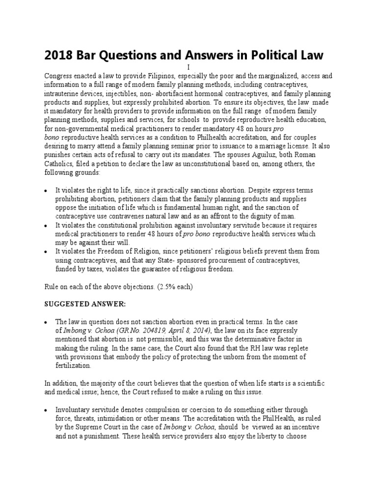 2018 Bar Questions and Answers in Political Law | PDF | Supreme Courts ...