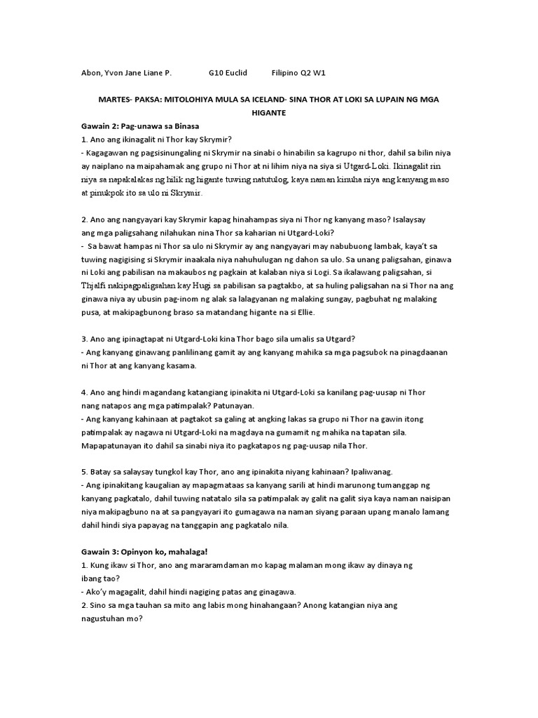 Filipino Q2 W1 G10 | PDF