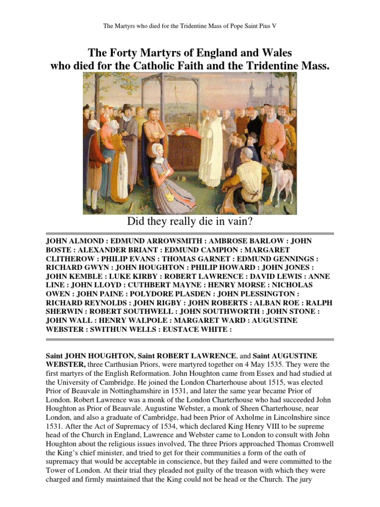 Forty Martyrs of England and Wales | PDF | Catholic Church | Prison
