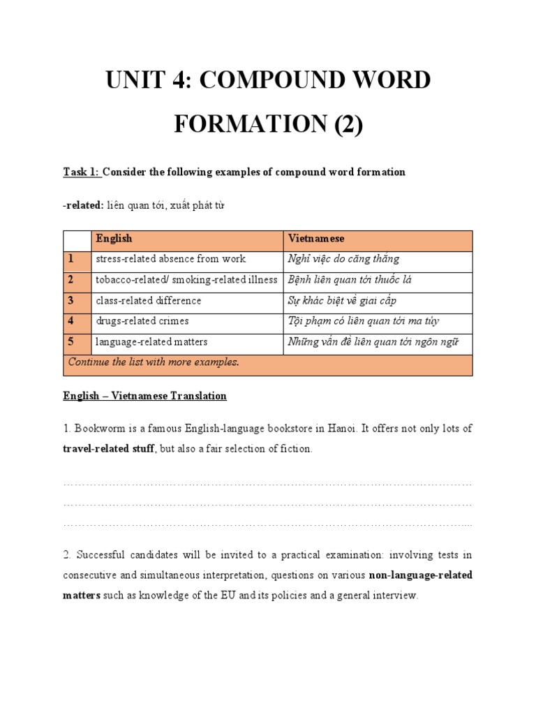 Unit 4 Compound Word Formation 2 | PDF