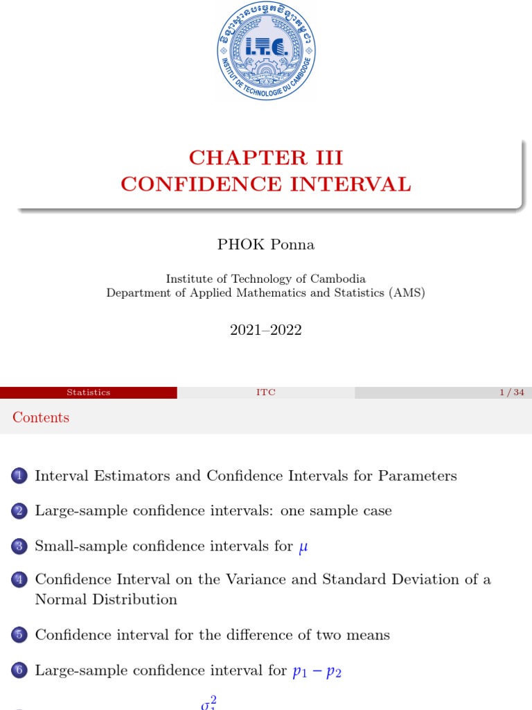 Chapter3 Statistics 2021 22 | PDF | Confidence Interval | Normal ...