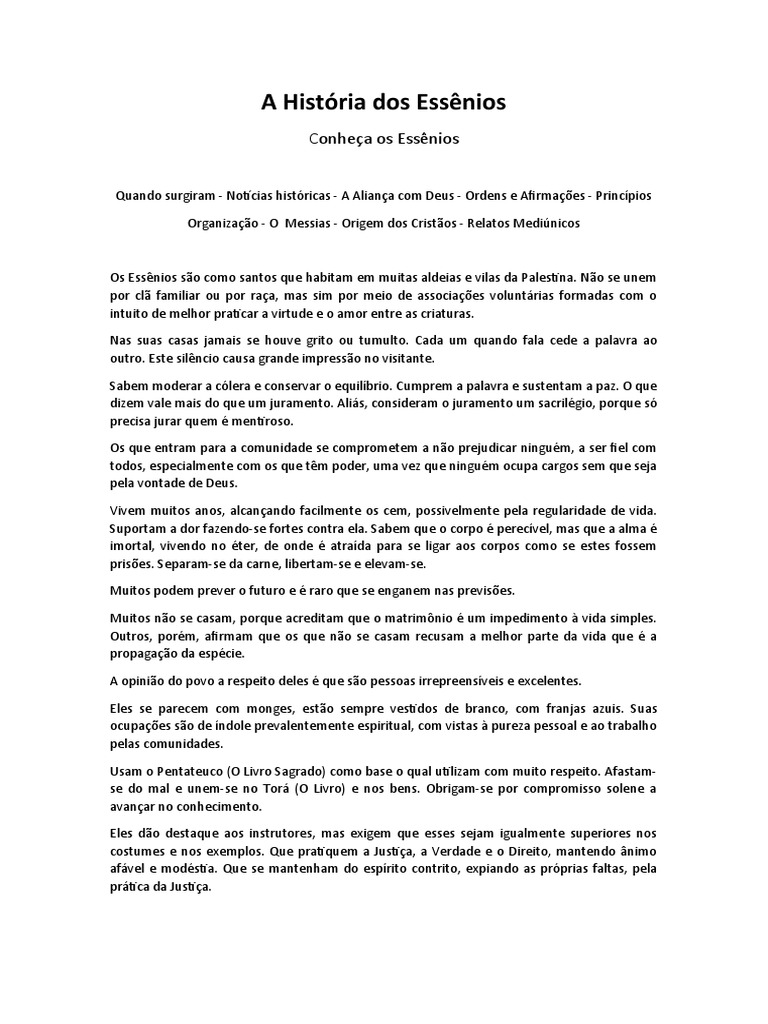 A História Dos Essênios | PDF | Jesus | Messias