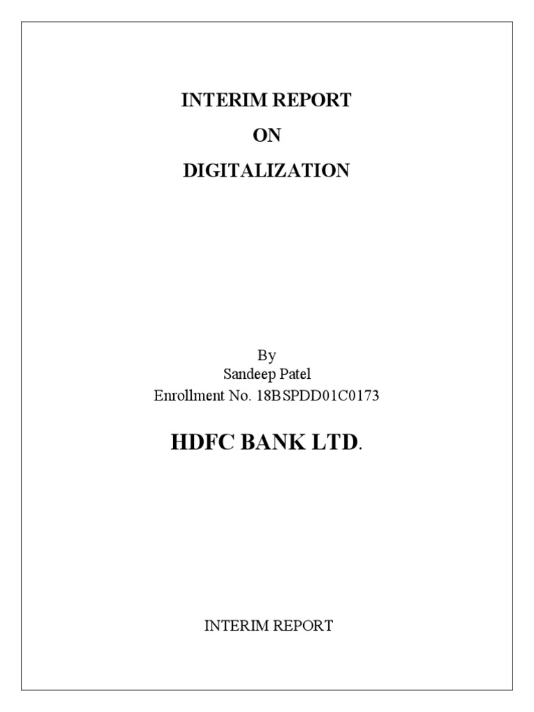 HDFC Bank LTD.: Interim Report ON Digitalization | PDF | Banks | Online ...