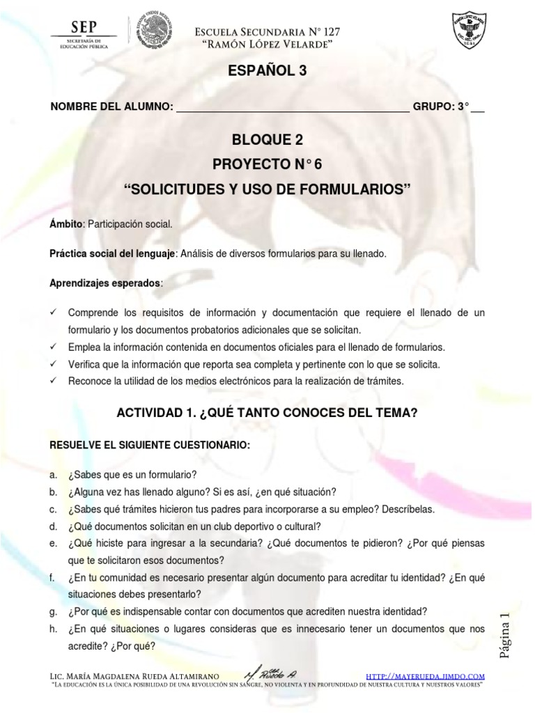 Fdocuments - Ec - Bloque 2 Proyecto N 6 Solicitudes y Uso de Formularios Bloque 2 Proyecto N 6 ...