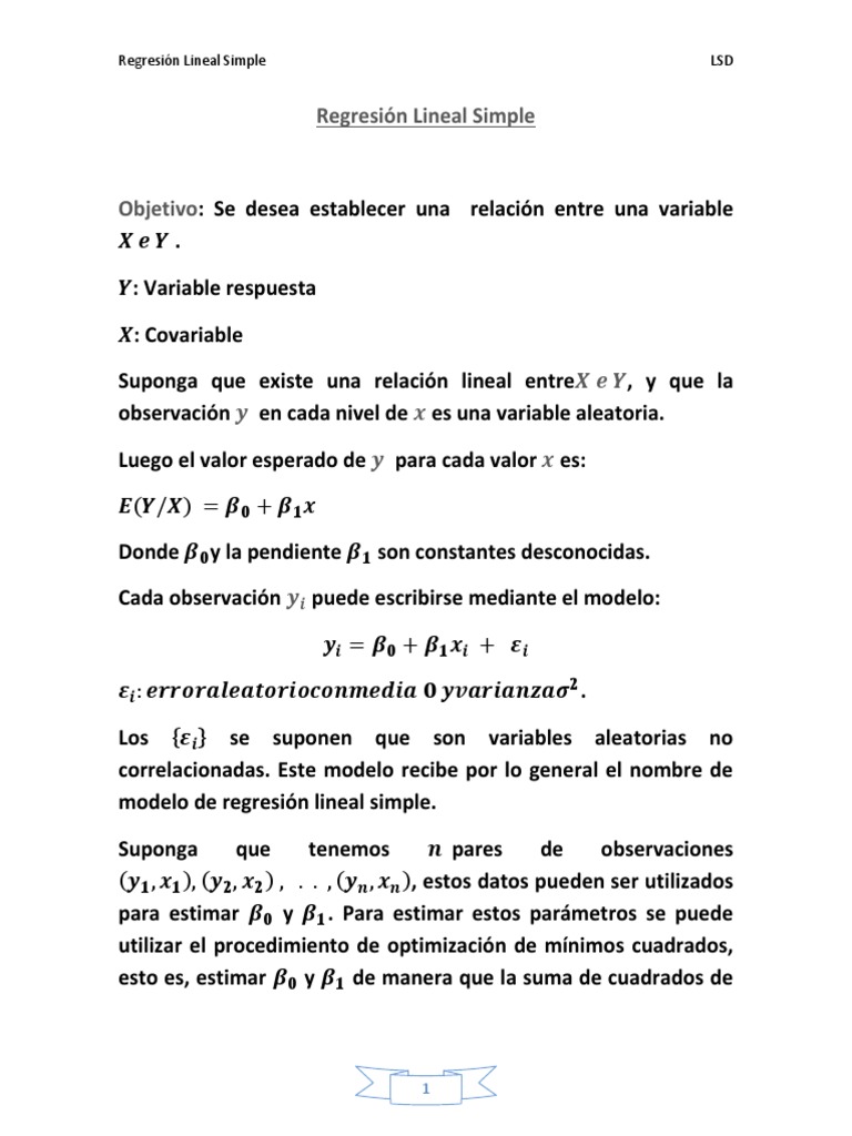 Qué es la regresión lineal simple | PDF | Regresión lineal | Análisis ...