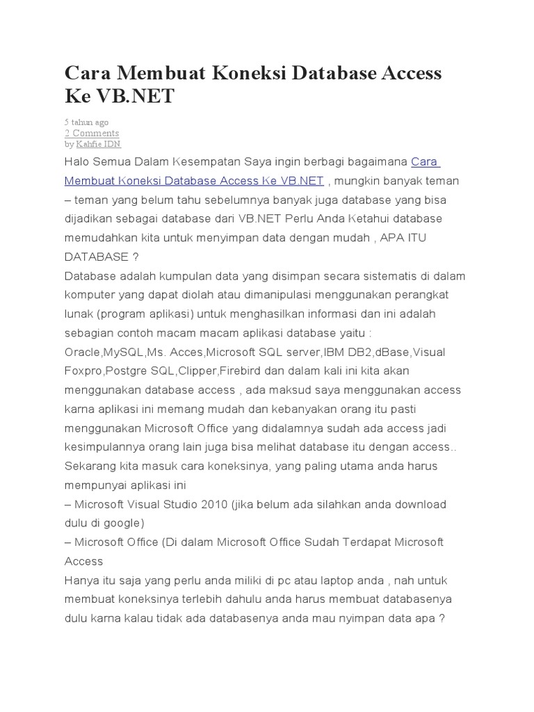 Koneksi Access ke VB.NET | PDF
