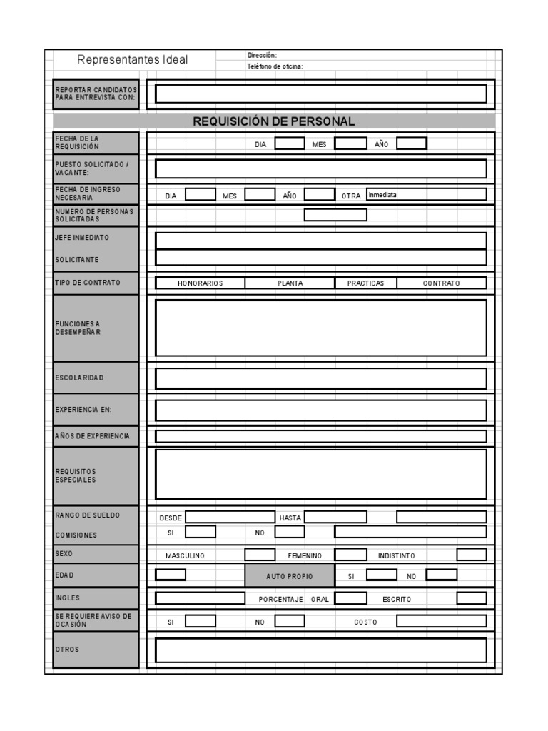 Formato Requisicion de Personal | PDF