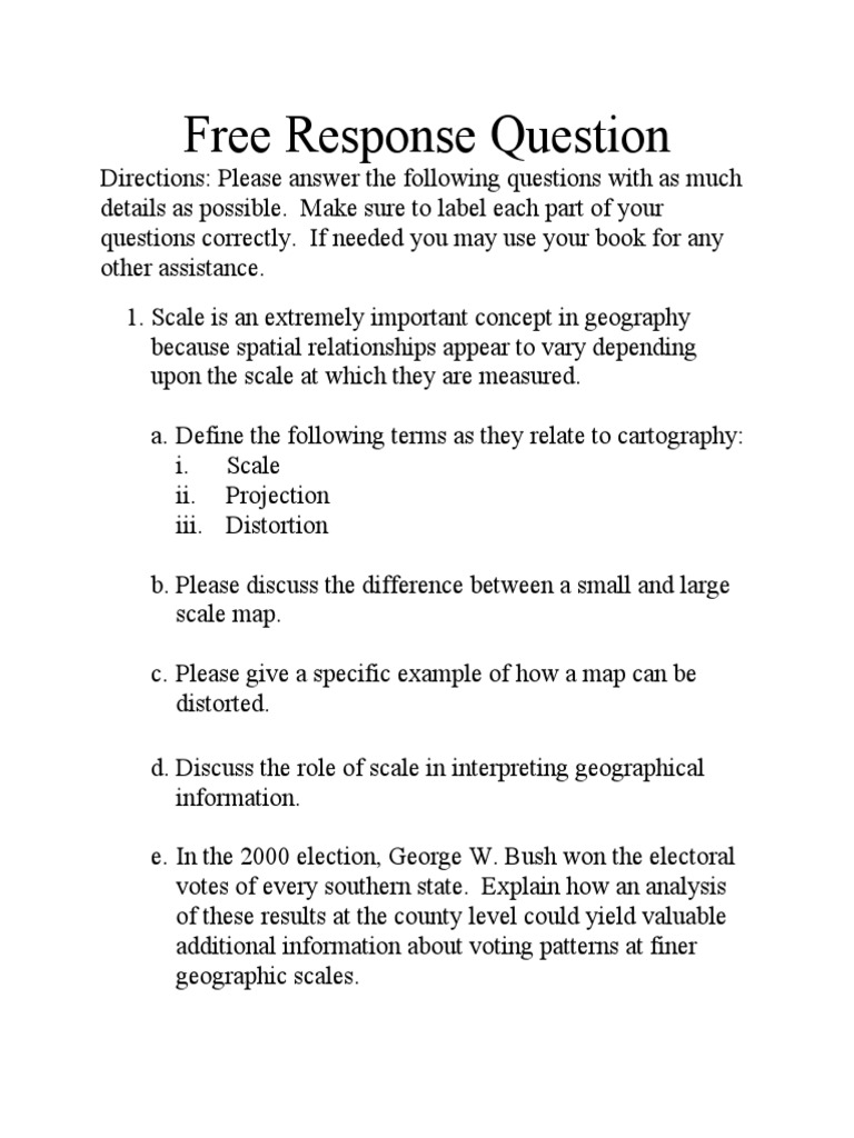 AP Human Geography - Chapter 1 (Free Response Questions) 2021 | PDF