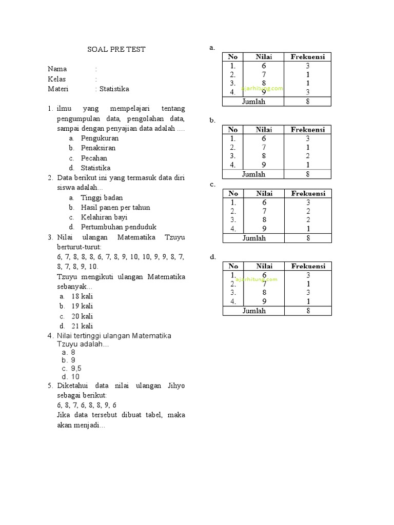 Soal Pre, Post, Dan Empati Kelas 4 SD Untuk Besok TGL 18 02 | PDF