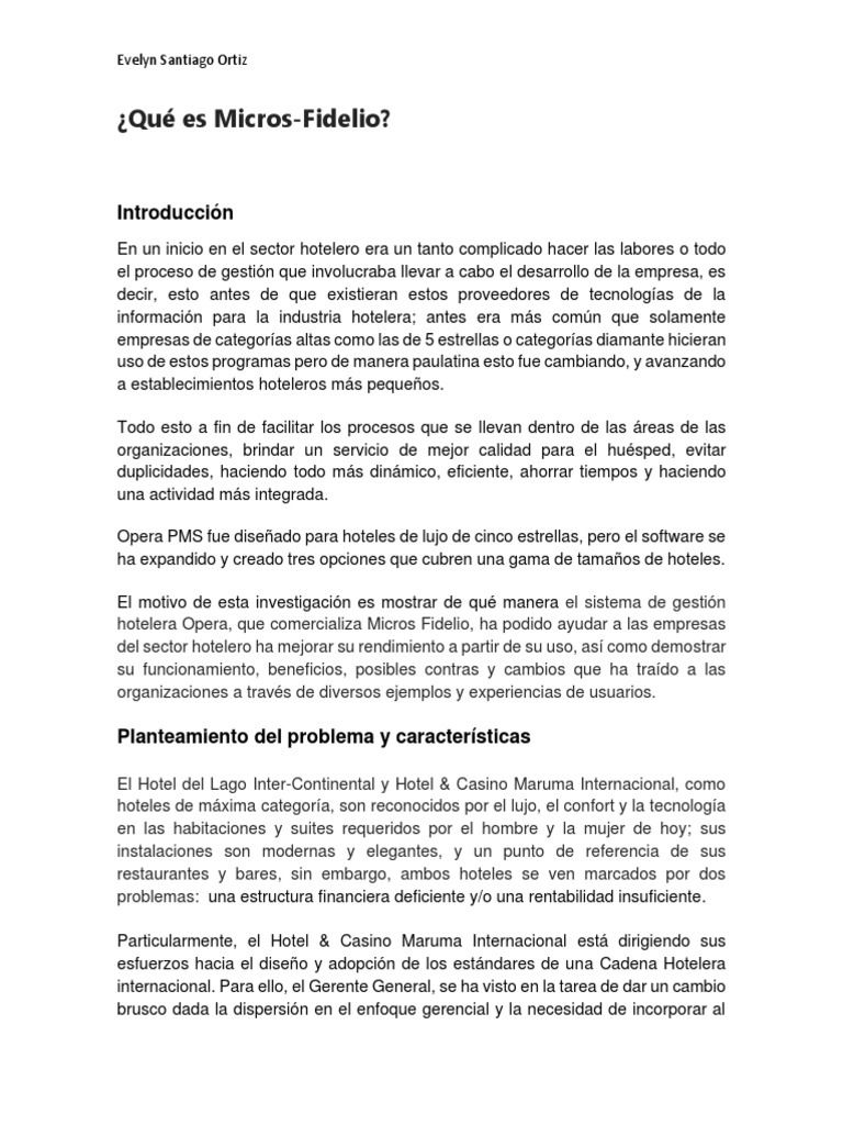 Qué Es Micros-Fidelio | PDF | Hotel | Software