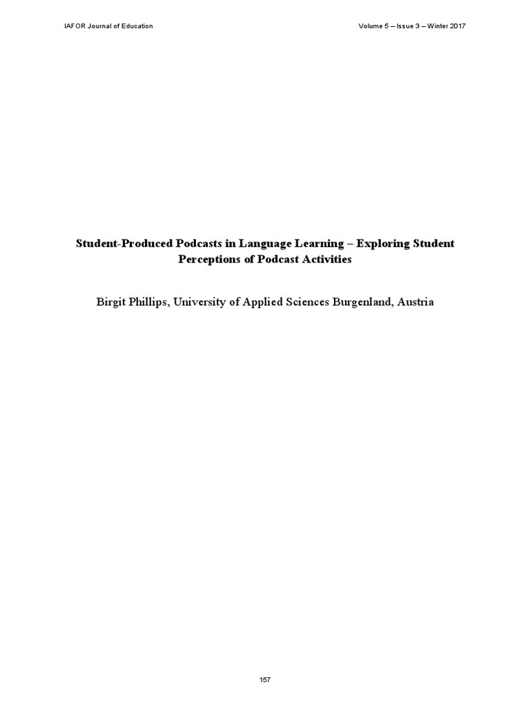 Student-Produced Podcasts in Language Learning - Exploring Student ...
