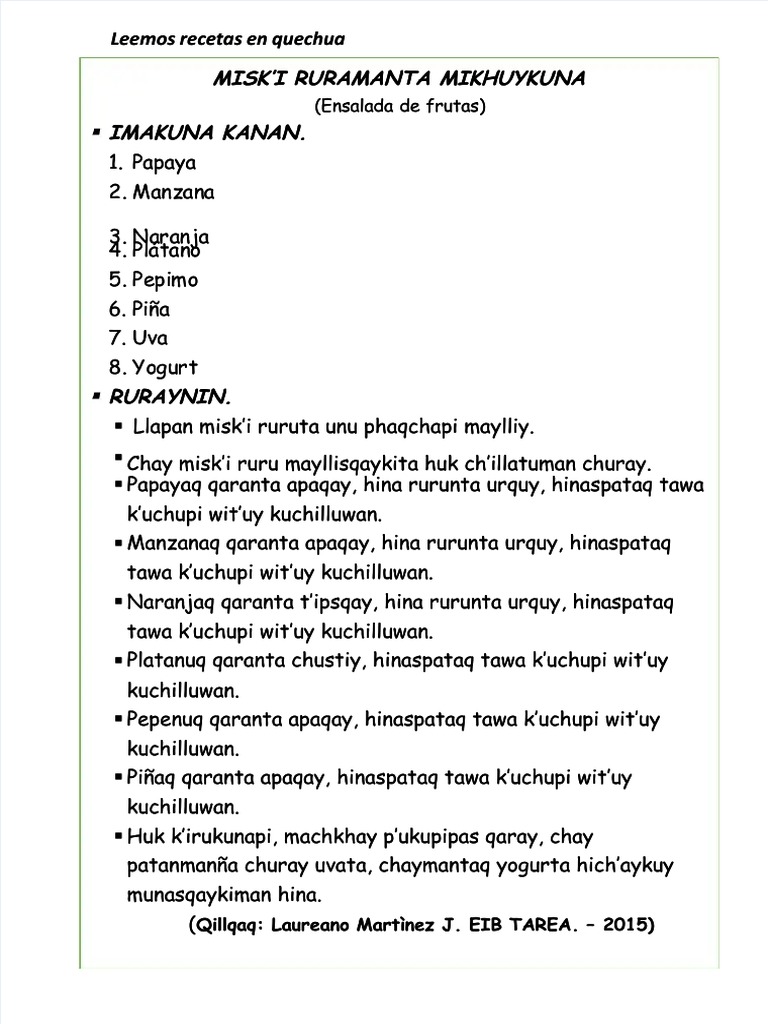 PDF 1texto Recetas en Quechua Compress | PDF