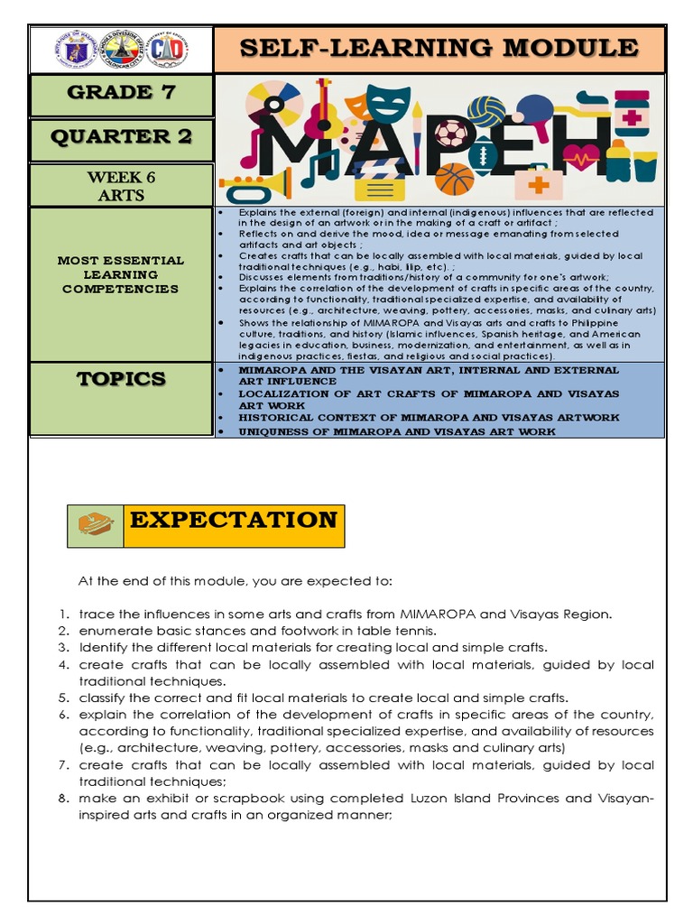 MAPEH 7 Q2 Week 6 Arts | PDF | Cognition | Aesthetics